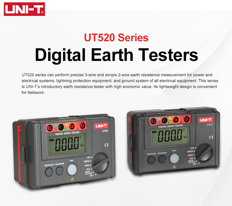 UNI-T UT520 Series UT521 UT522 Digital Earth Testers Grounding ...