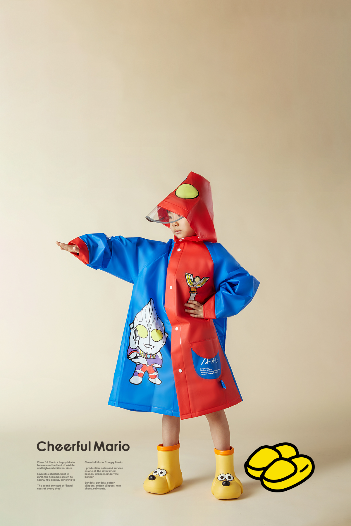 Cheerful Mario Raincoat For Kids boys Eva Material, Ultra-light And ...