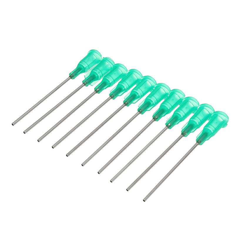 10pcs Blunt Tip Dispensing Needles - Green Plastic Body with Stainless ...
