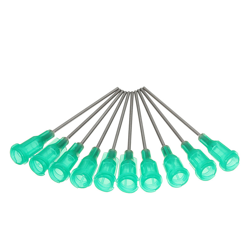 10pcs Blunt Tip Dispensing Needles - Green Plastic Body with Stainless ...