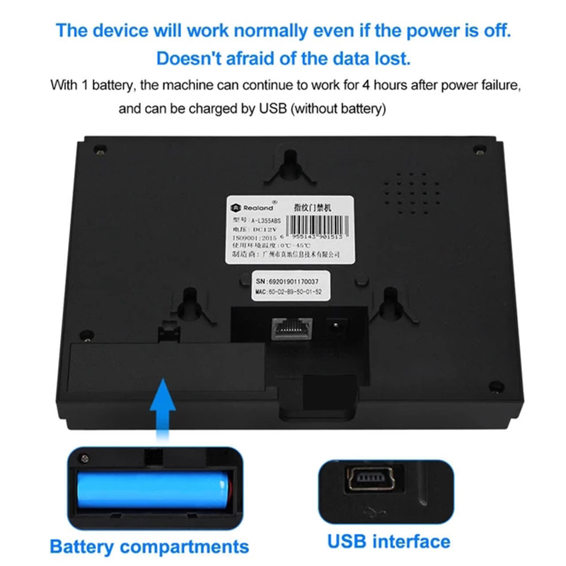Realand Biometric Fingerprint Time Attendance Support TCP/IP Network ...
