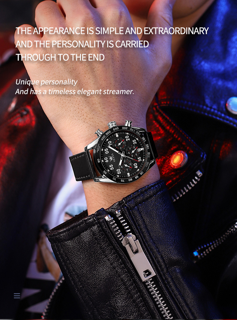 OLEVS Watch For Men Original Waterproof With Box Relo Man Leather Black ...