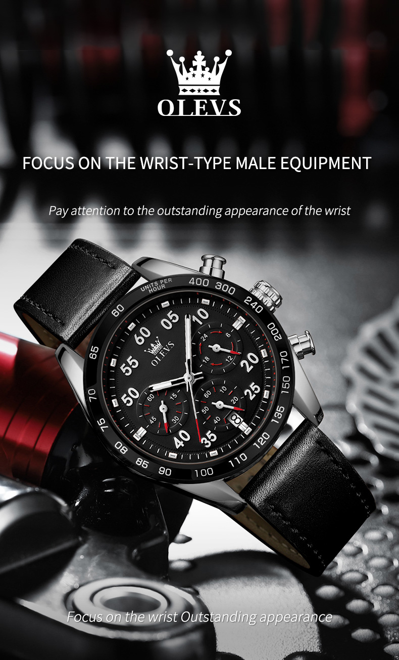 OLEVS Watch For Men Original Waterproof With Box Relo Man Leather Black ...