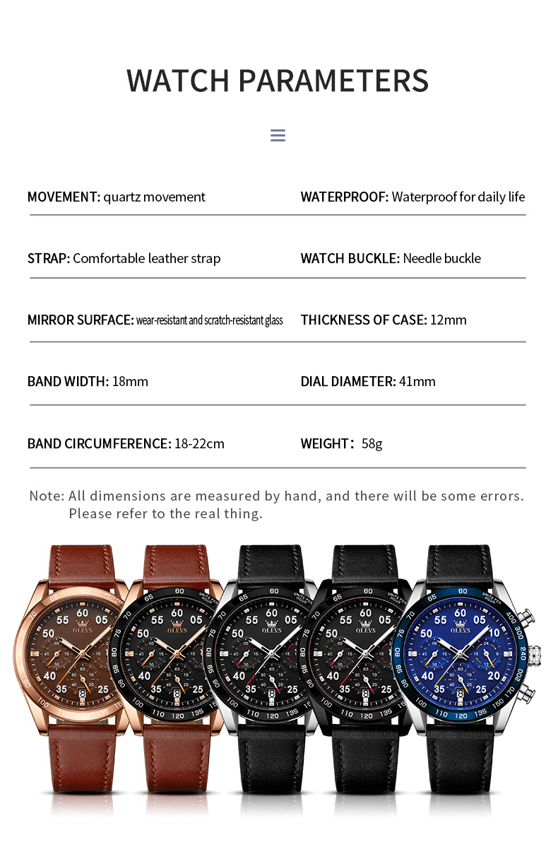 OLEVS Watch For Men Original Waterproof With Box Relo Man Leather Black ...