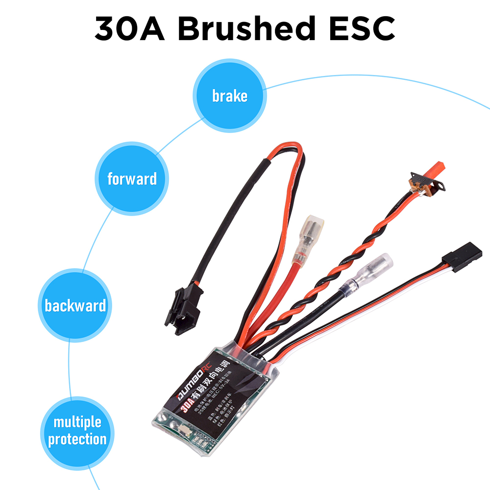 RC ESC 20A 30A Brushed ESC Mini 2S BEC 5V 3A with Brake for RC Car Boat ...