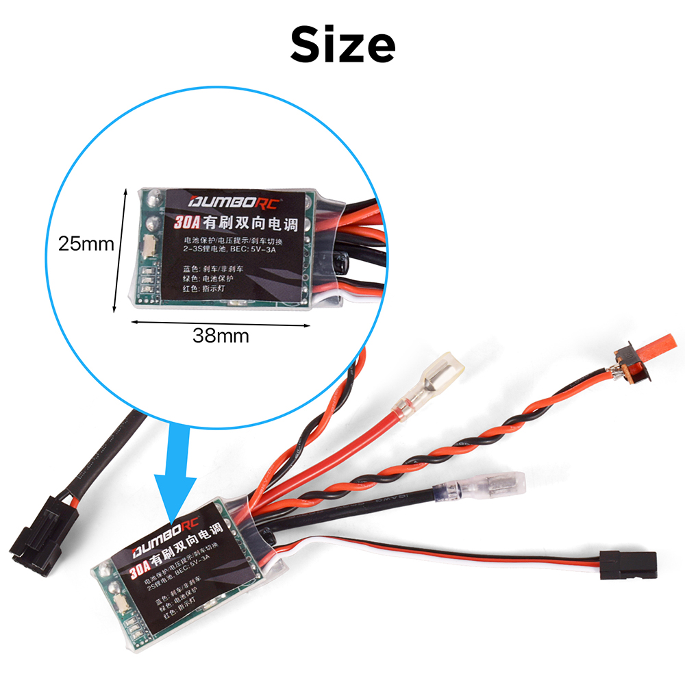 RC ESC 20A 30A Brushed ESC Mini 2S BEC 5V 3A with Brake for RC Car Boat ...