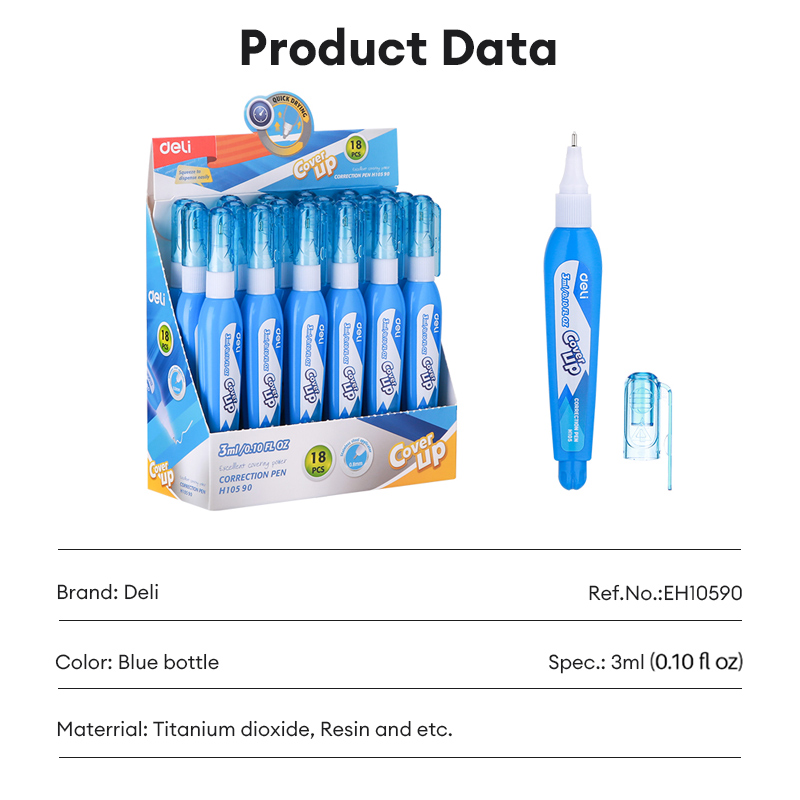 Deli 3ml Correction Fluid Pen Liquid Eraser School Supplies | Shopee ...