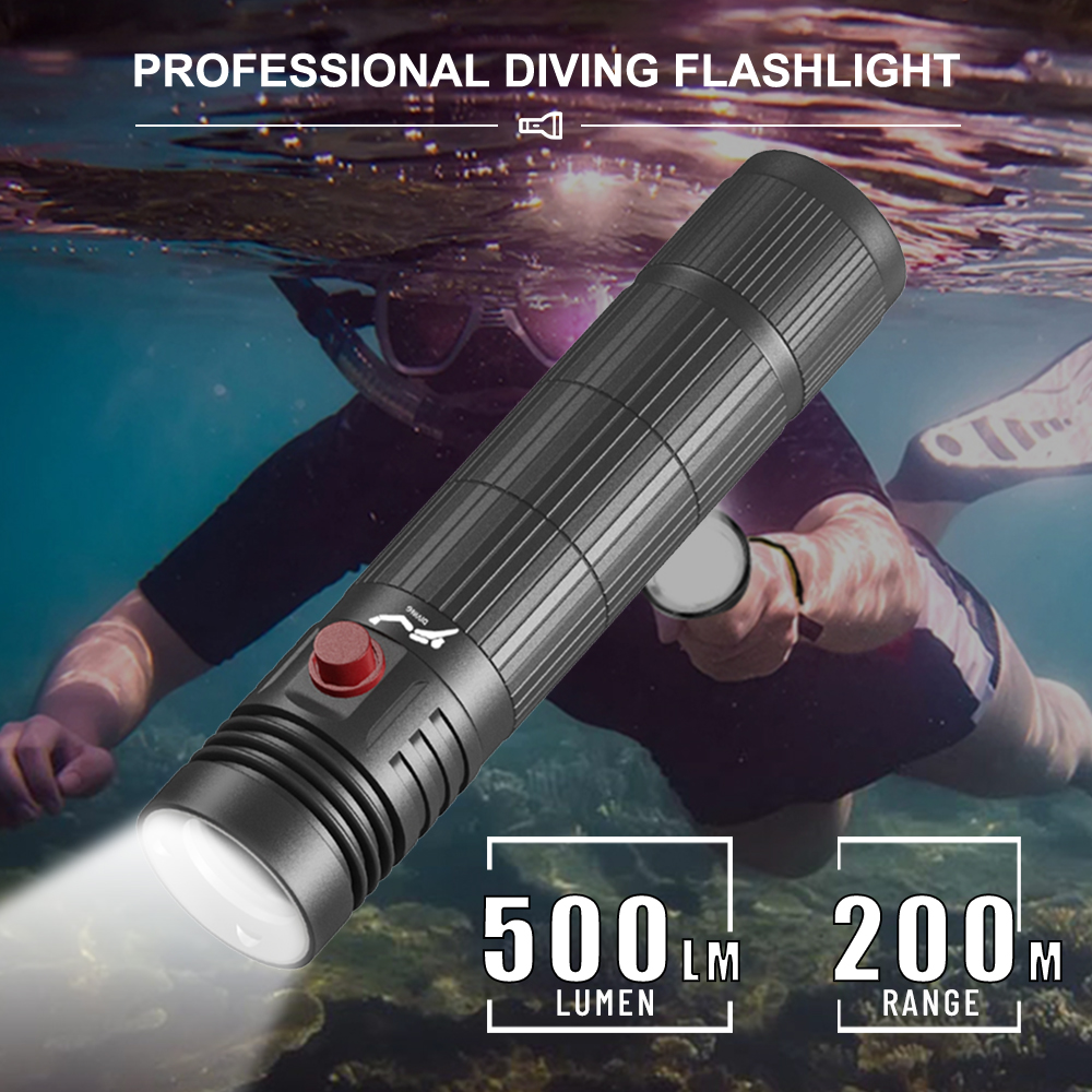 Asafee D901 Portable Super Bright Diving Scuba Flashlight L2 LED ...