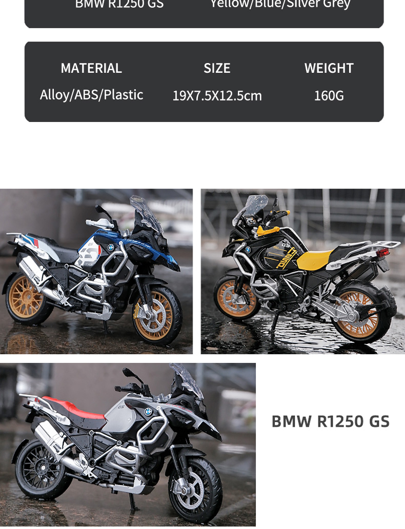 CCA 1:12 Scale Motor BMW R1250GS Alloy Diecast Motorcycle Model ...