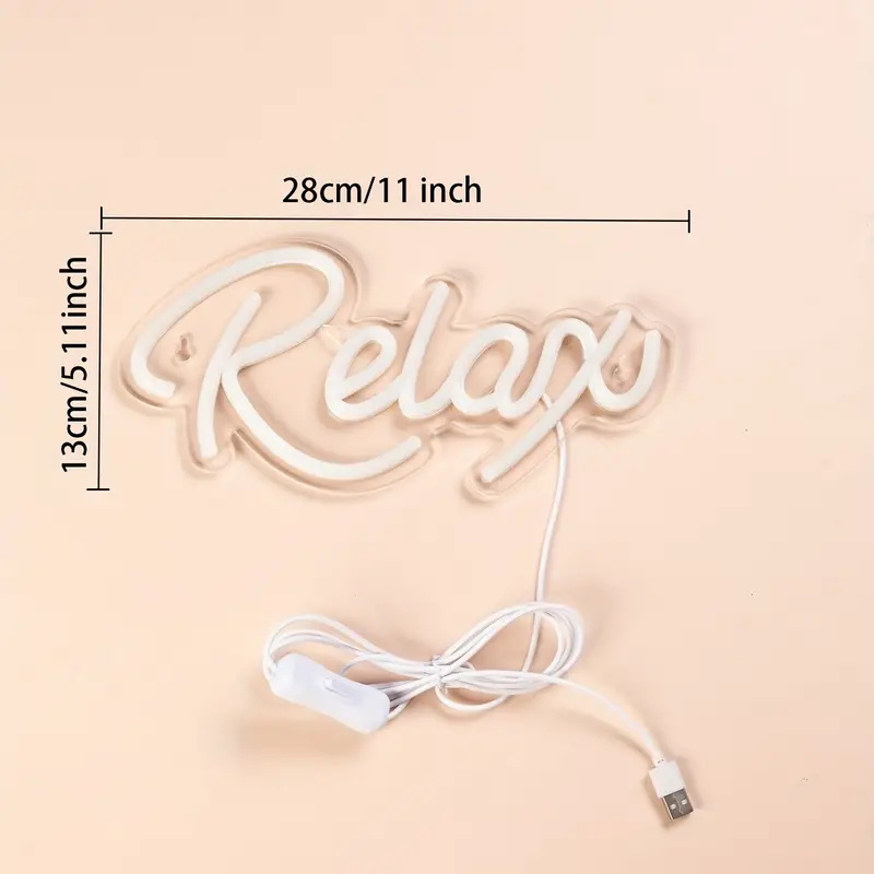 Relax Neon Sign Unique Art Ornaments with Dimmable Switch, 5V USB ...