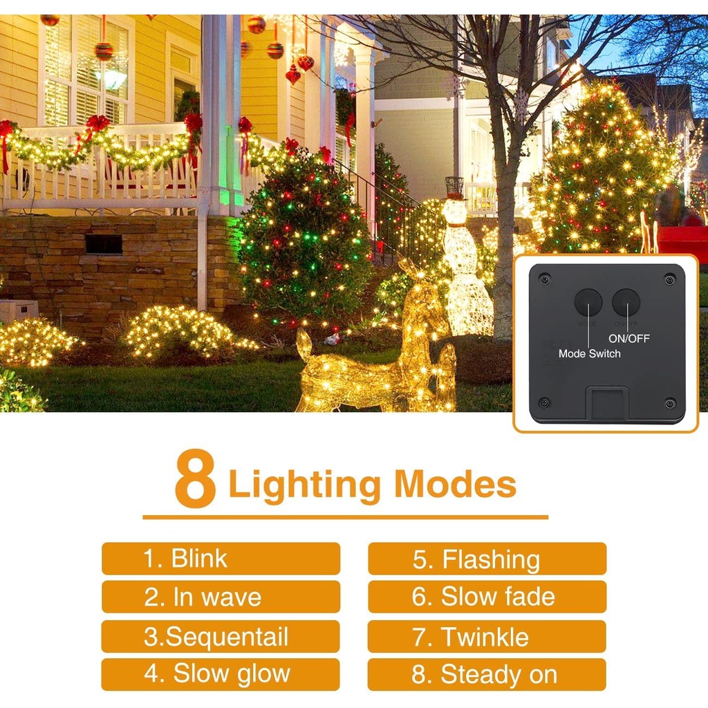 Homemory Christmas Light Solar Outdoor Waterproof 7M 20M 30M LED String ...