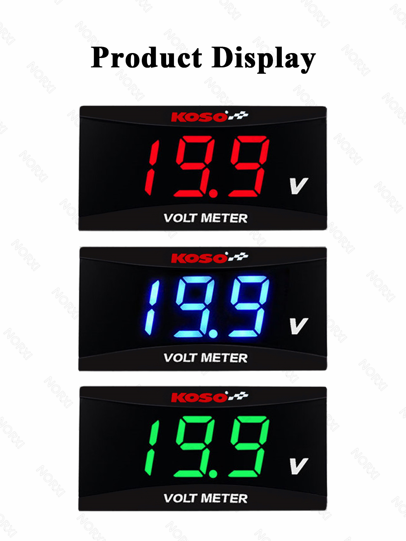 KOSO Voltmeter Meter Universal Motorcycle Voltage Gauge LED Digital ...