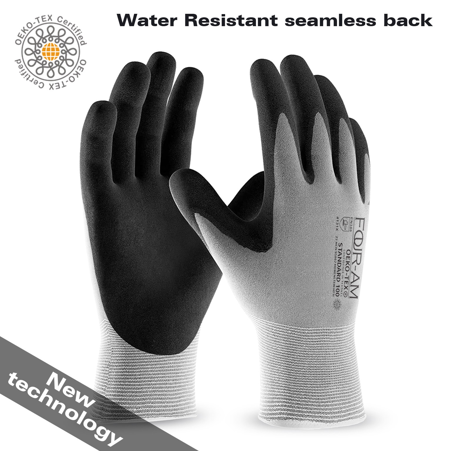 1 Pair Work Glove, Back Water Resistant, 15G Seamless Nylon Liner ...
