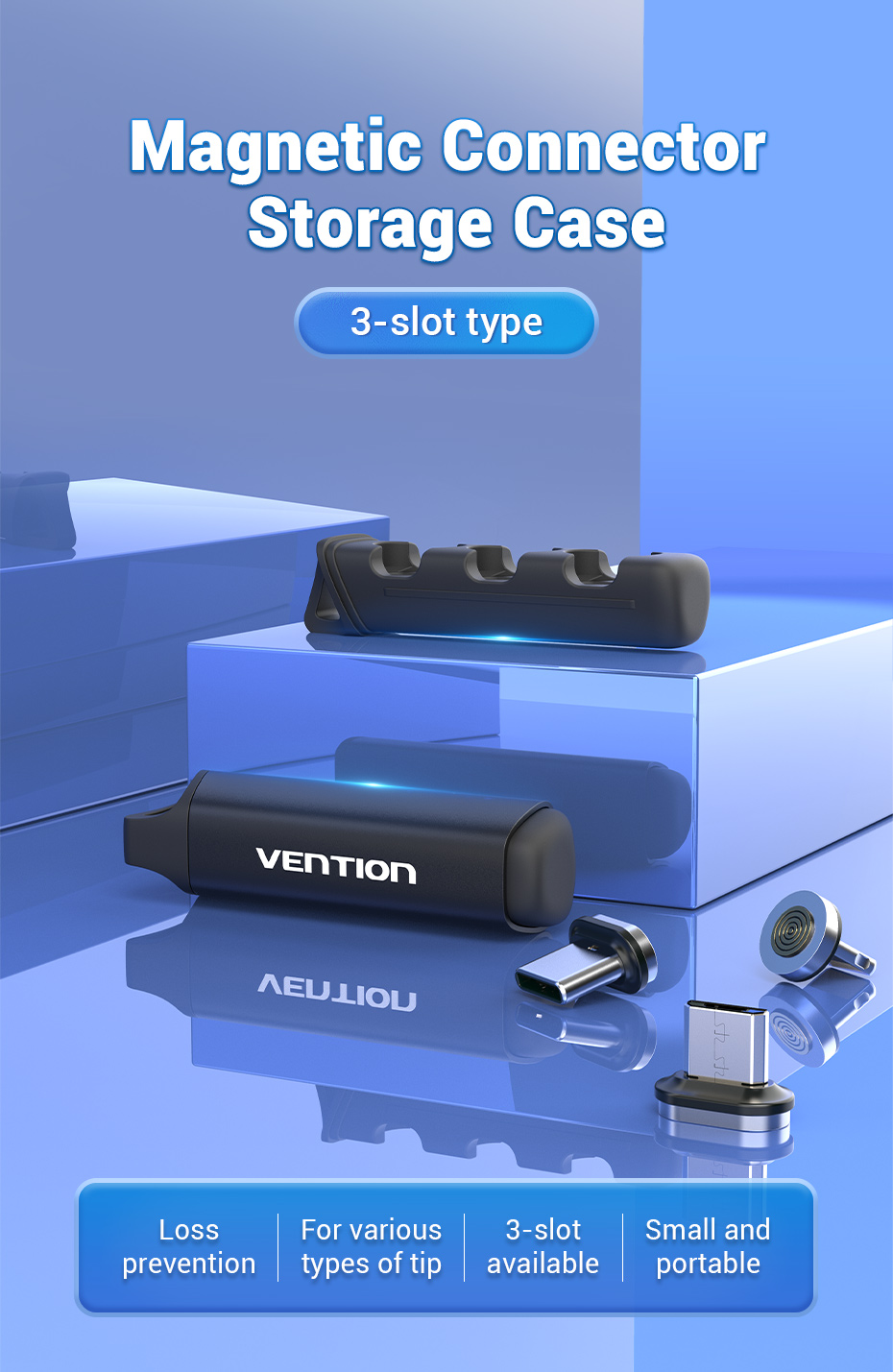 Vention Magnetic Cable Plug Case Portable Storage Box for Micro B Type ...