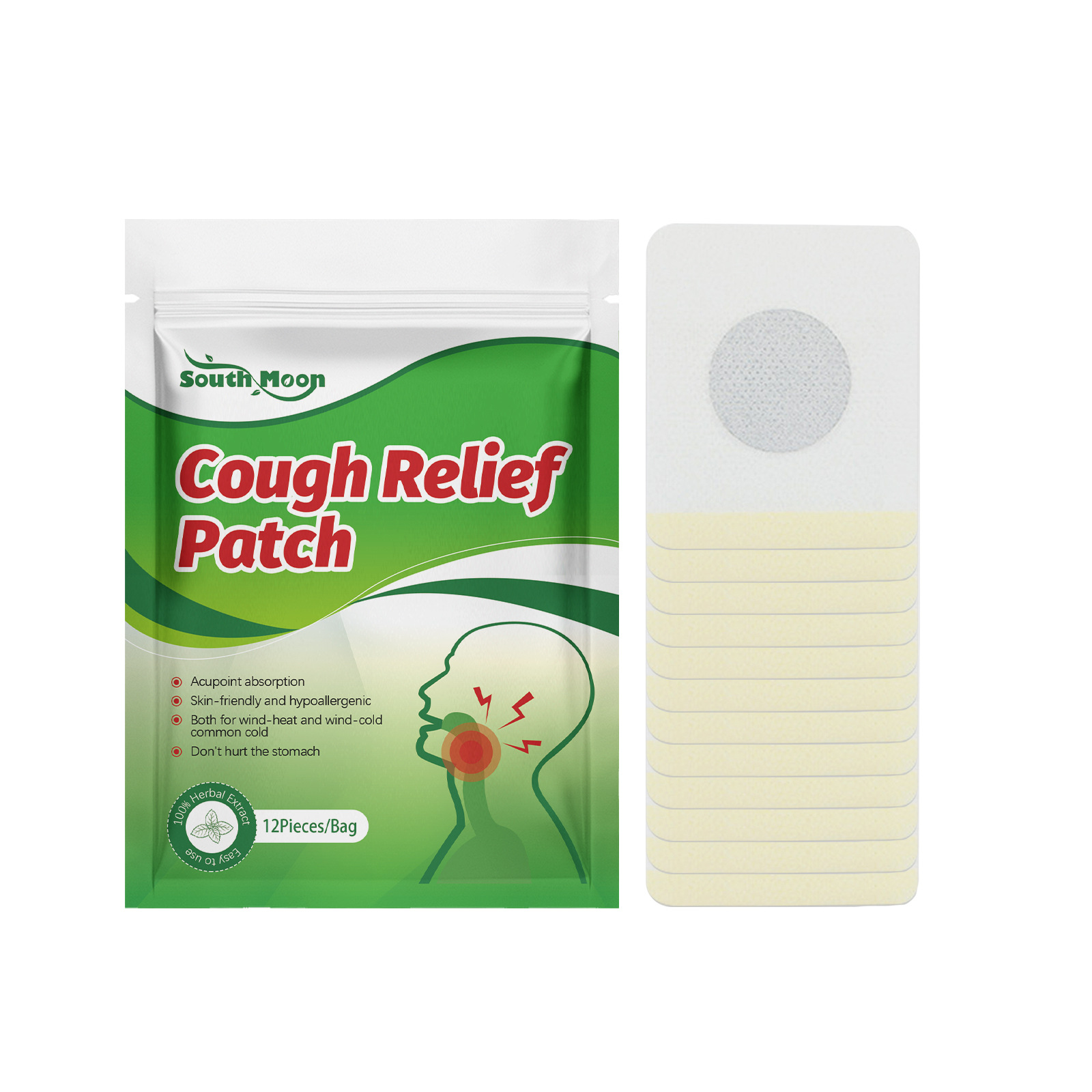 South Moon Cough Relief Patch 12Pcs Stop Coughing Patch Herbal Relieve ...