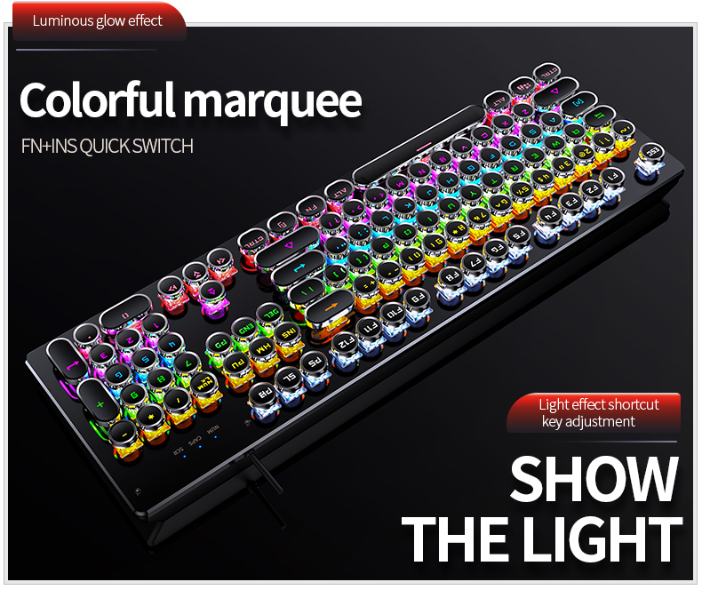 Mechanical keyboard replaceable gaming keyboard Cyan axis gaming punk ...