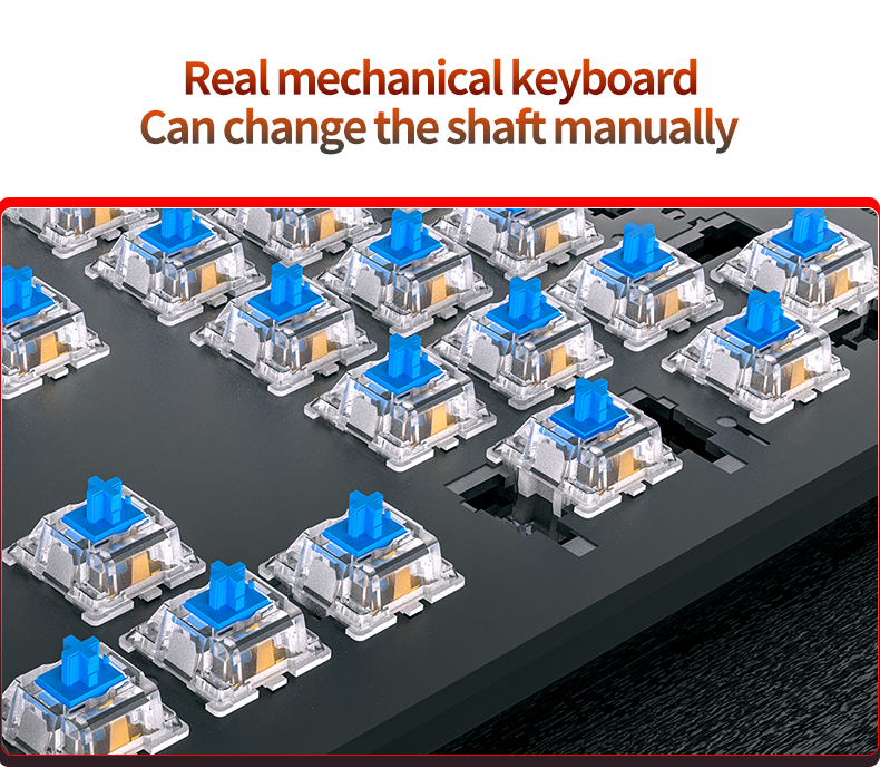 Mechanical keyboard replaceable gaming keyboard Cyan axis gaming punk ...