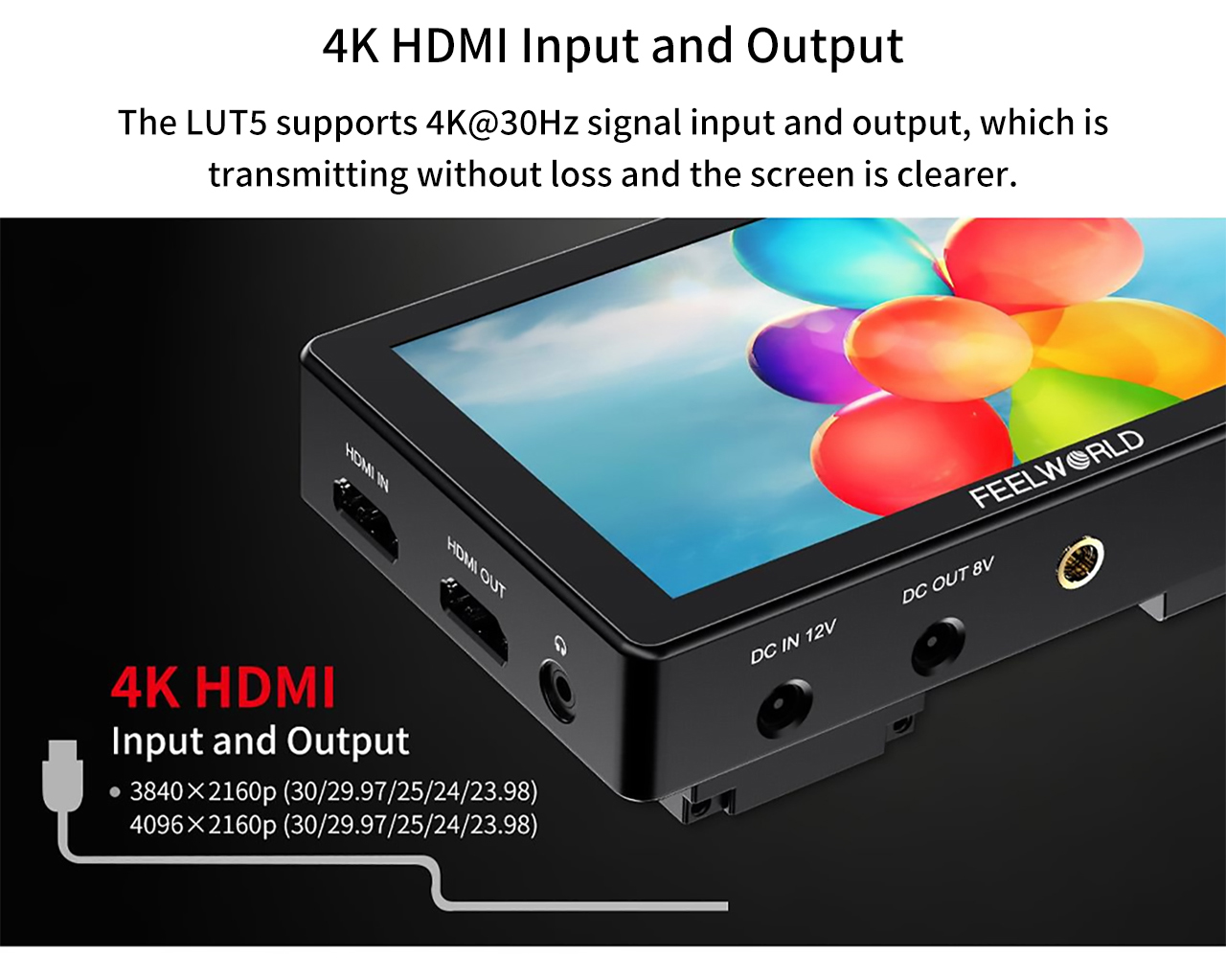 FEELWORLD LUT5 5.5 Inch On Camera Monitor Ultra High Bright 3000nit ...