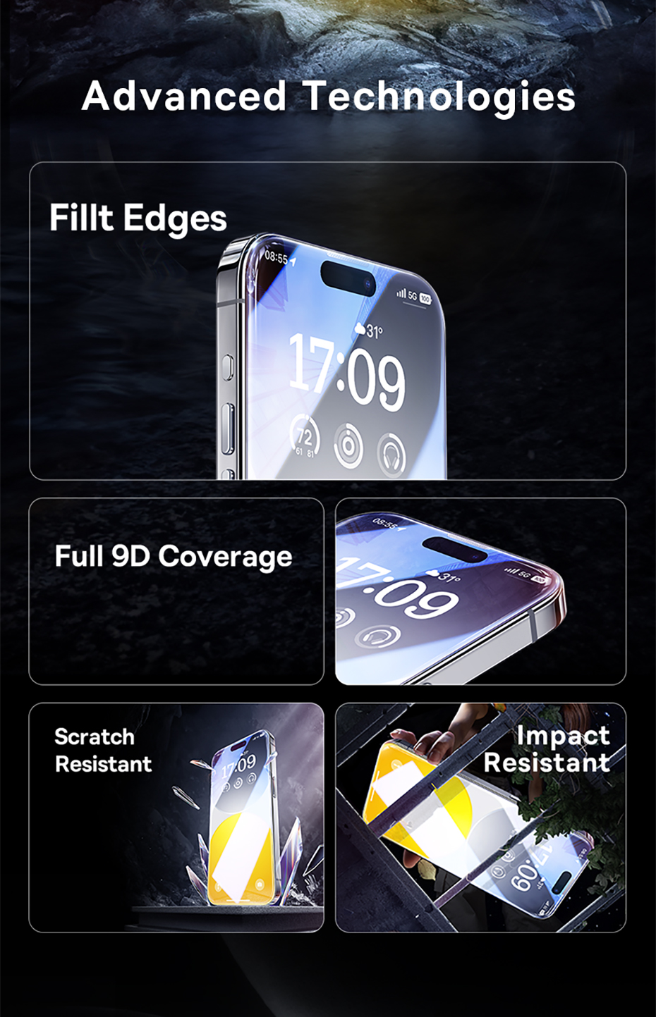 Baseus Crystalline Series Full-Coverage Blue-Light Filtering Tempered ...