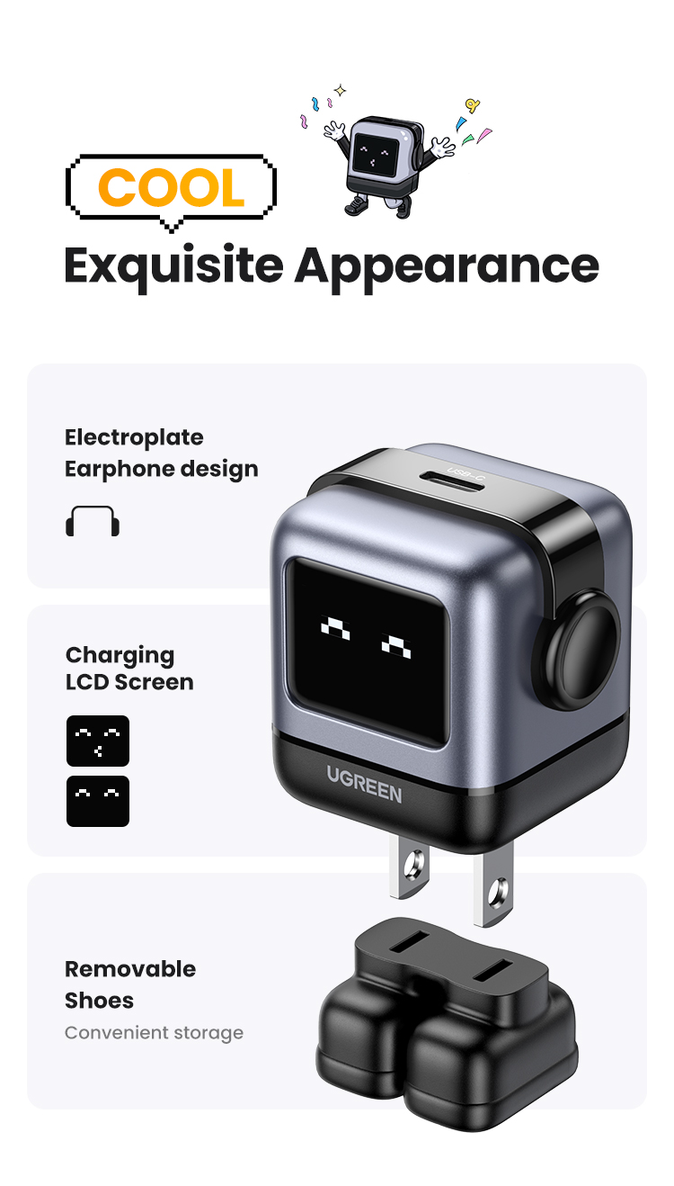 UGREEN Uno 30W GaN Charger Robot Design PD Fast Charger PPS PD3.0 for ...