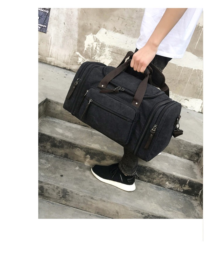 Thickened canvas large capacity hand luggage bag short distance travel ...