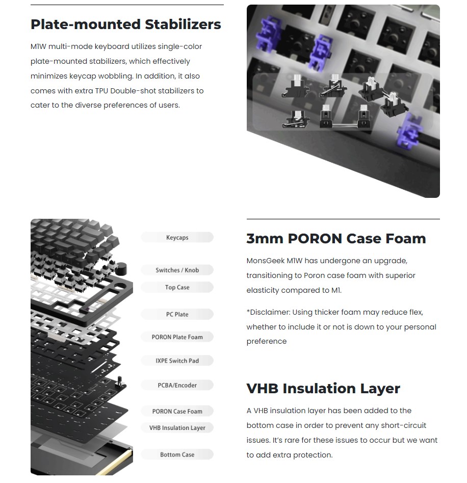 MonsGeek M1W RGB Hot-swappable Wireless Mechanical Keyboard with Side ...