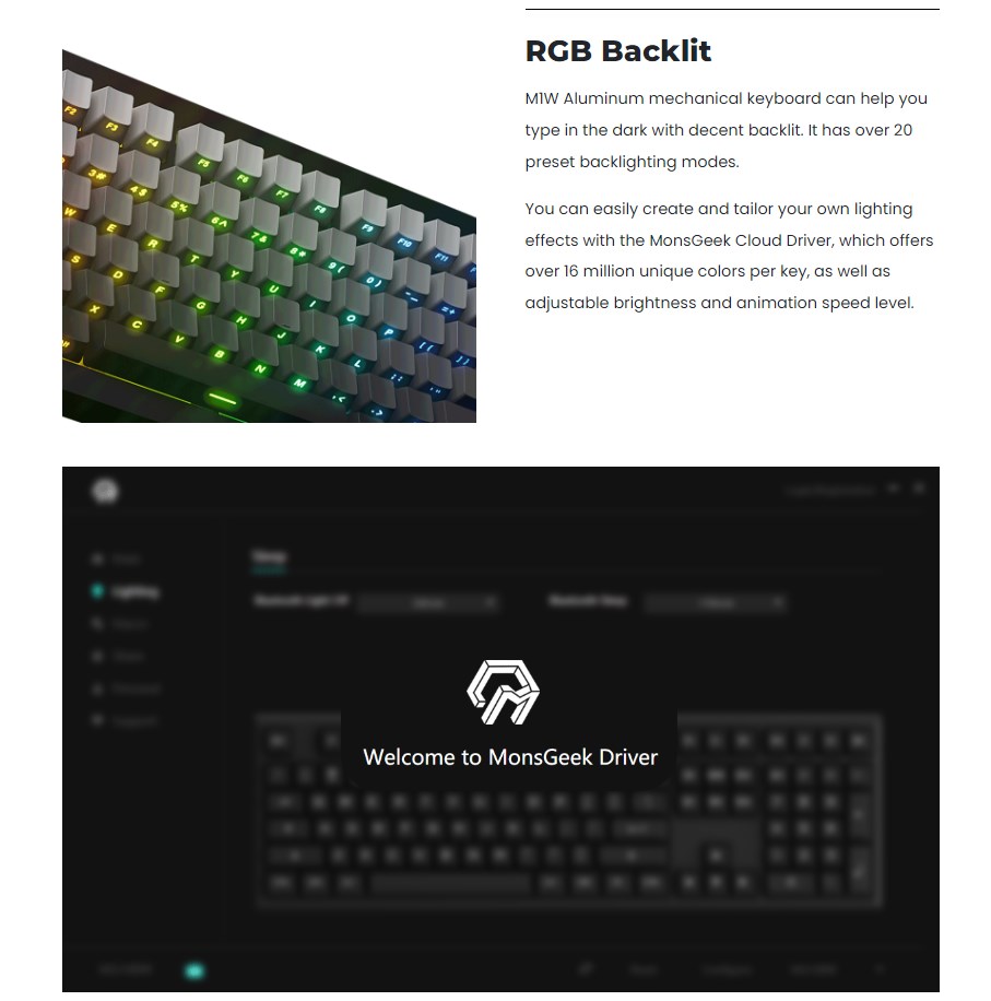 MonsGeek M1W RGB Hot-swappable Wireless Mechanical Keyboard with Side ...