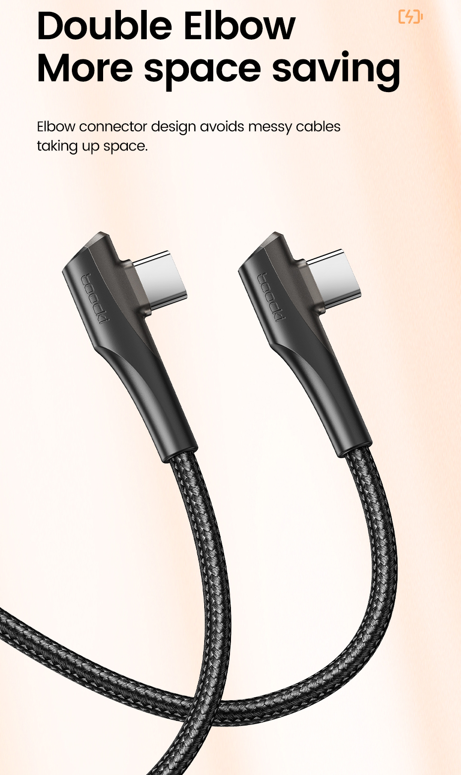 Toocki 100w Type C Cable Dual 90 Degree Elbow Data Game Cable 60W Type ...