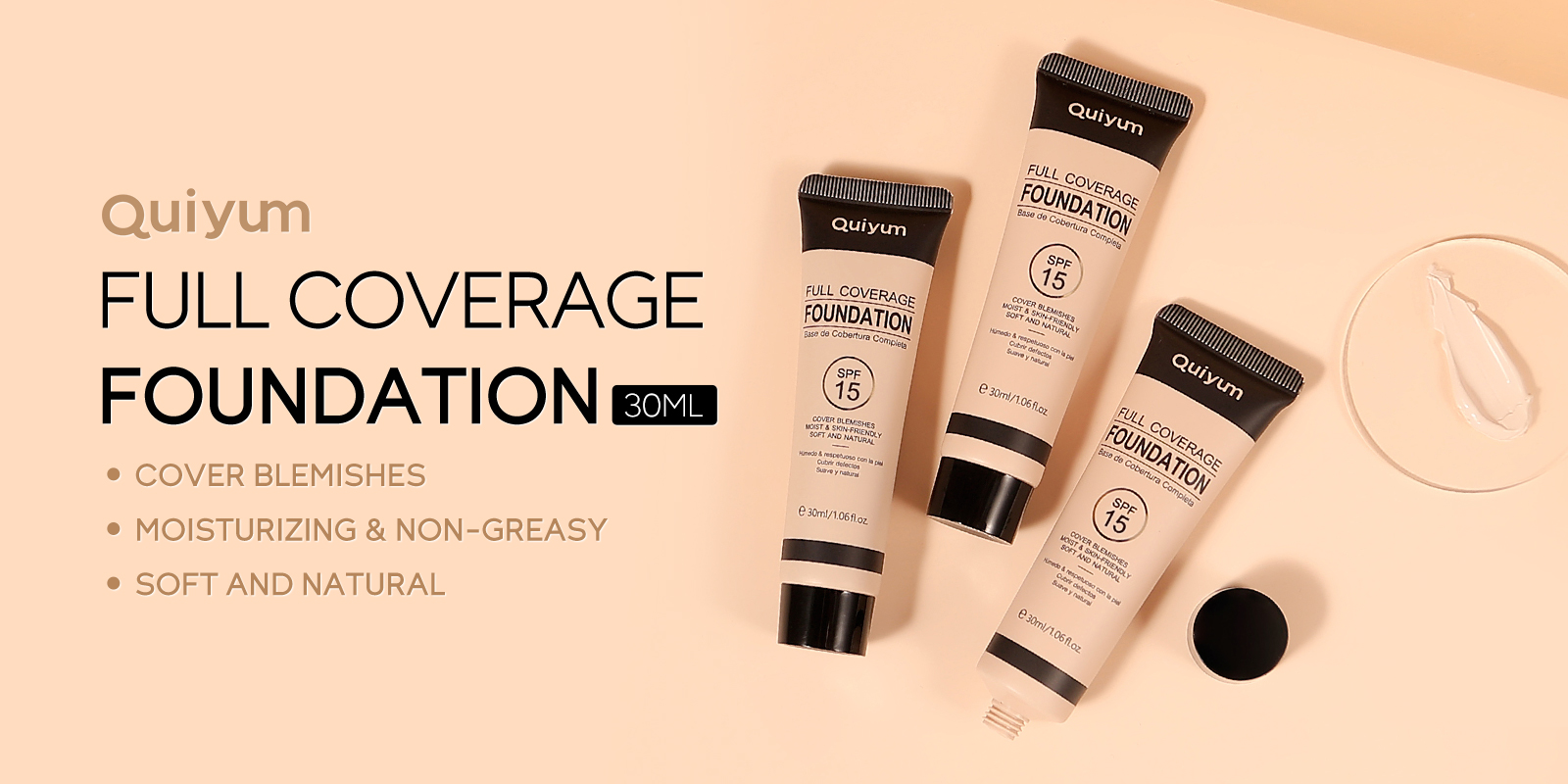 QUIYUM Full Coverage Foundation Waterproof Ultra-Matte Natural Flawless ...