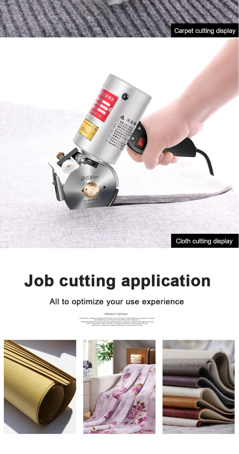Electric Cloth Cutter Portable Round Knife Cloth Cutter 90mm/70mm Hand-Held Cloth Cutting ...