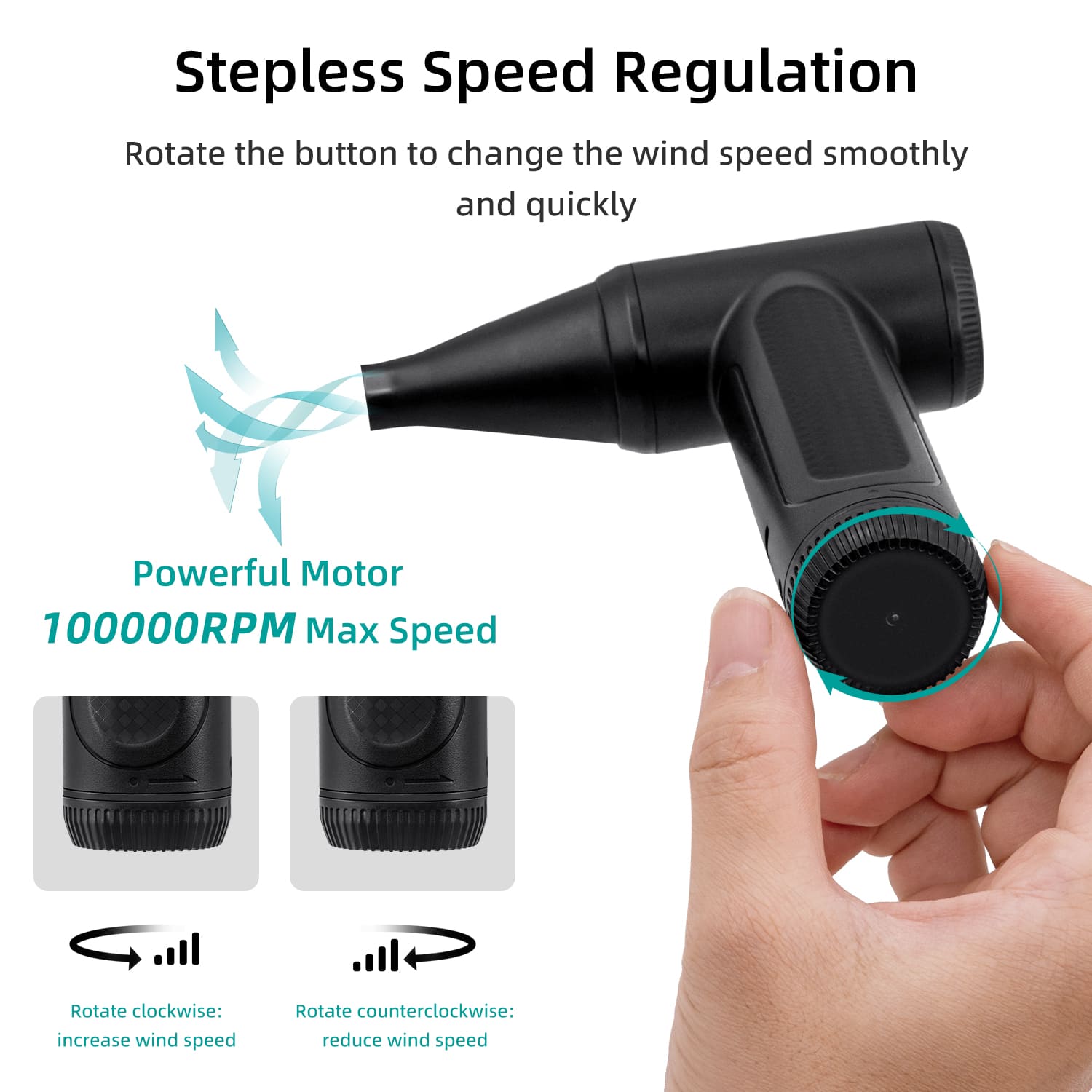 Portable Compressed Mini Air Duster with Coreless Motor-Black(N01 ...