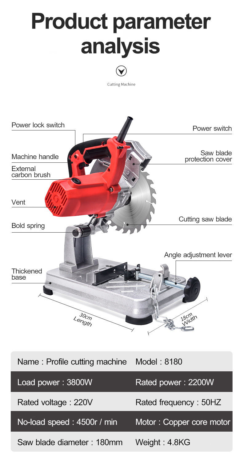 Chop Saw Chopsaw Cut Off Machine Cutting Machine 3800W with Soft Start ...