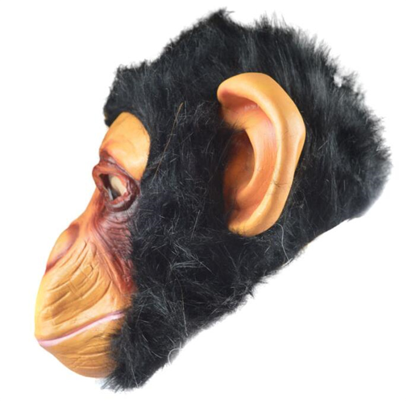 Scary Monkey Mask Animal Chimp Gorillas Head Mask with Hair Dress Up ...