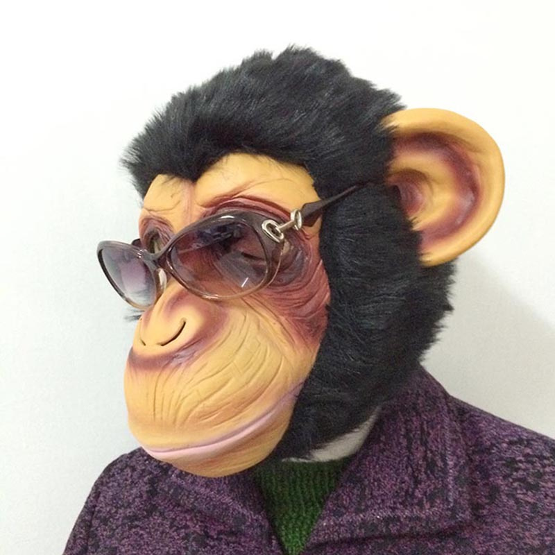 Scary Monkey Mask Animal Chimp Gorillas Head Mask with Hair Dress Up ...