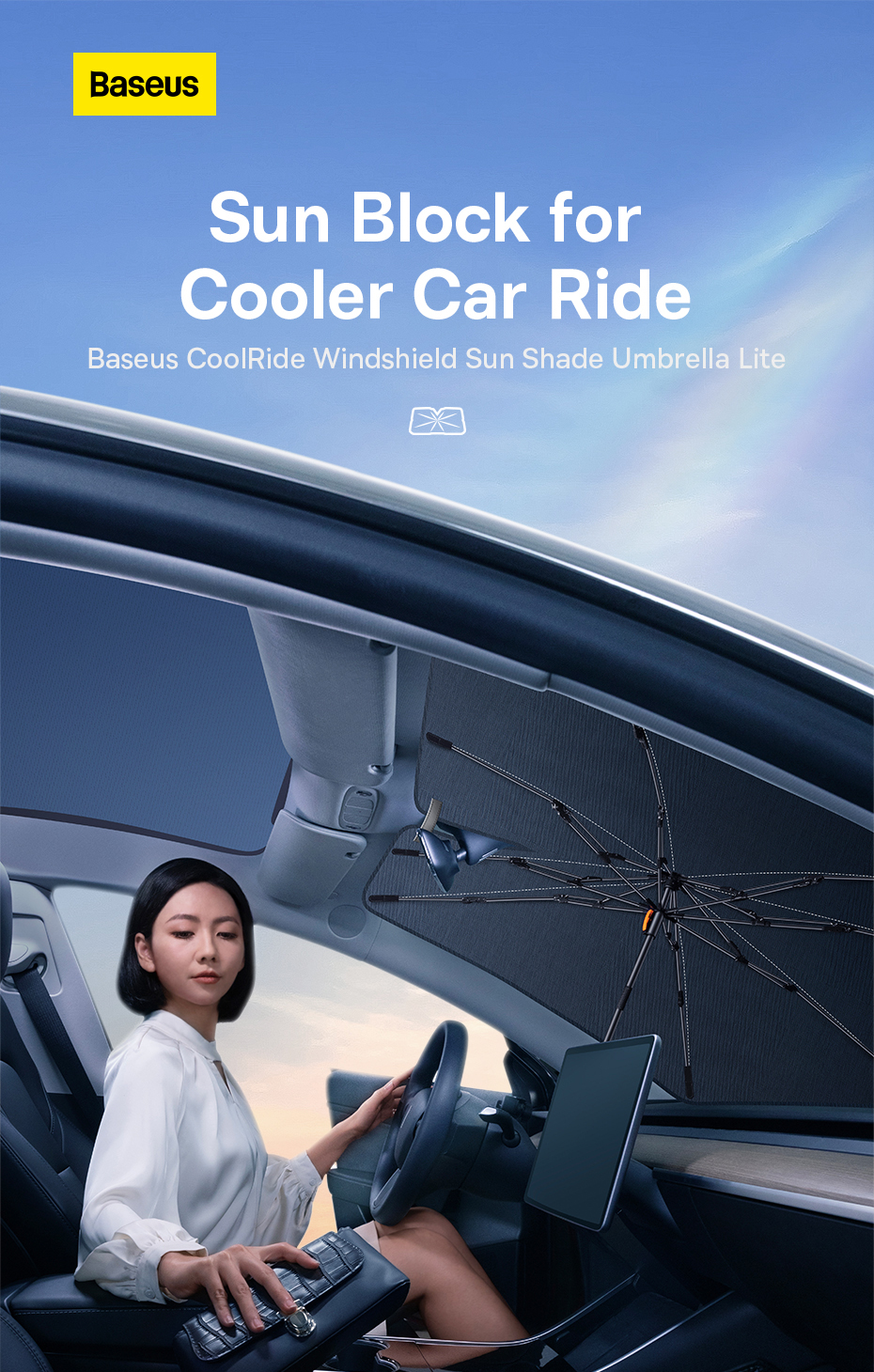 Baseus Car Windshield Sunshades Cover Foldable Sun Shade Umbrella ...