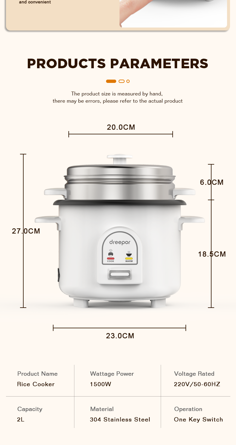 Dreepor Multi Cooker Rice Cooker With Steamer Large Capacity Electric Cooker | Shopee Philippines