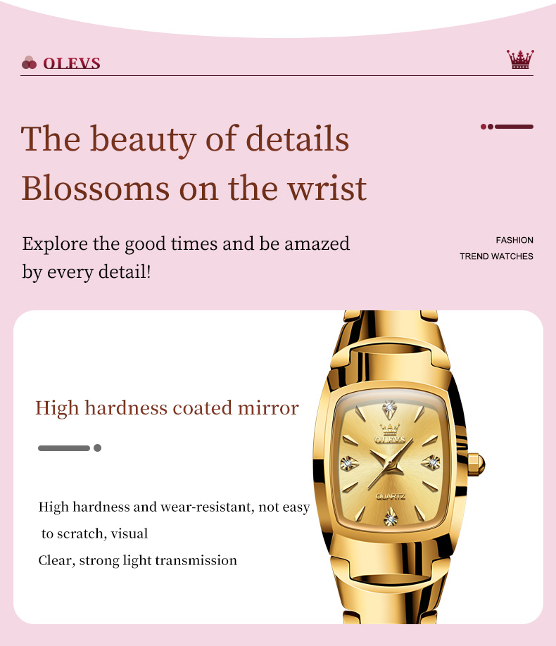 OLEVS Gold Women Watches Waterproof Authentic Japanese Quartz Calendar ...