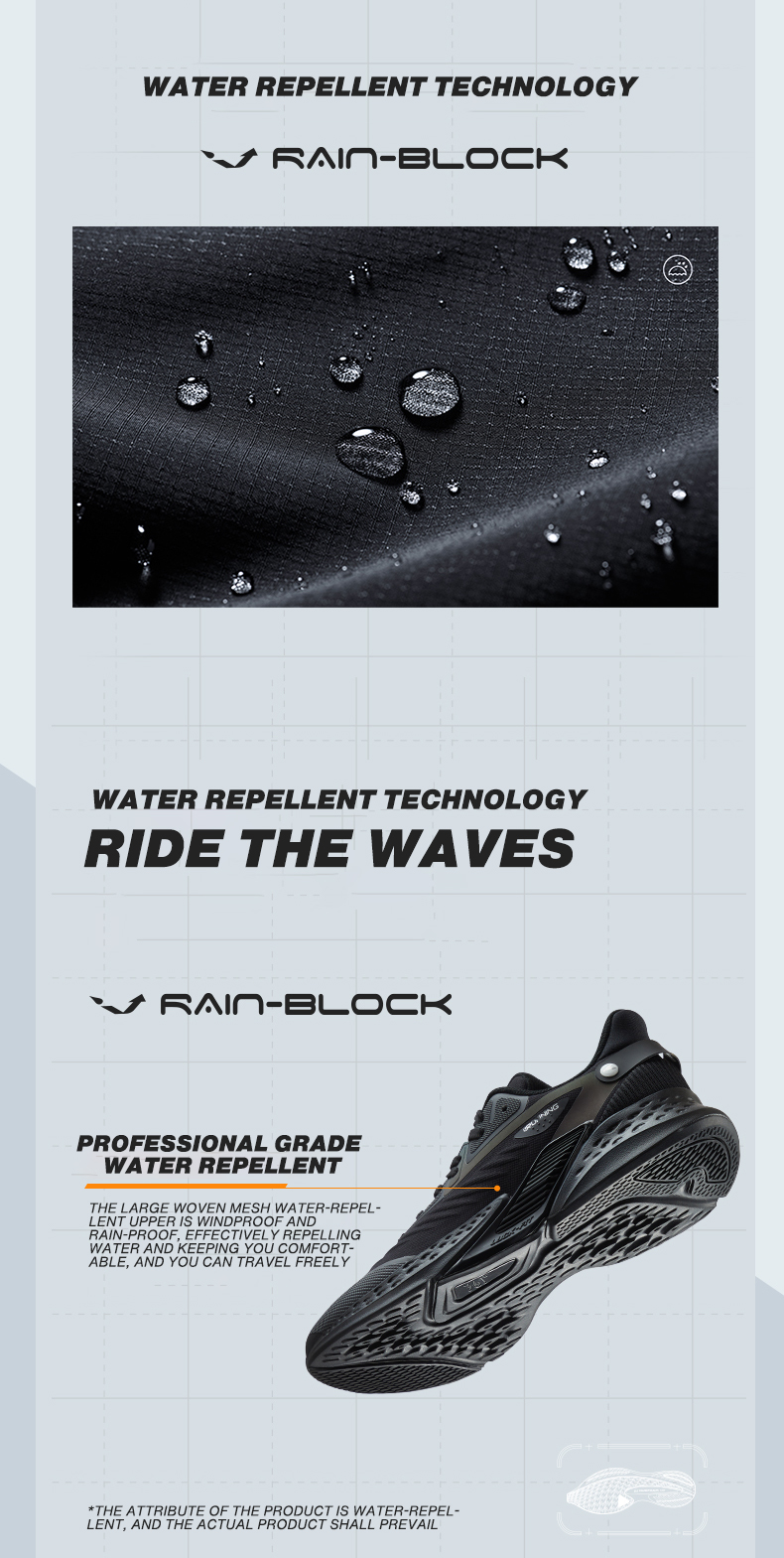 361 Degrees Volcano Rainblock Men Running Shoes Water-Repellent ...