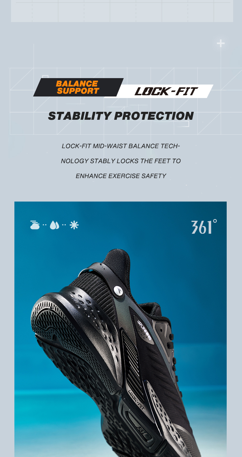 361 Degrees Volcano Rainblock Men Running Shoes Water-Repellent ...