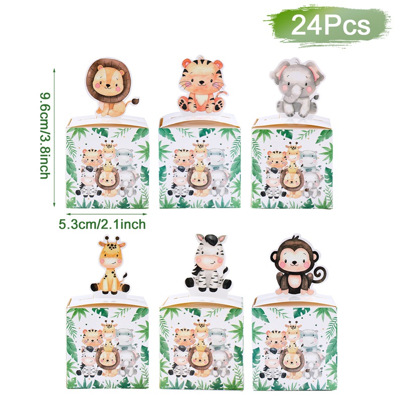 24PCS Safari Theme Loot Bags Cute Forest Animal Pastry Box Loot Bag ...
