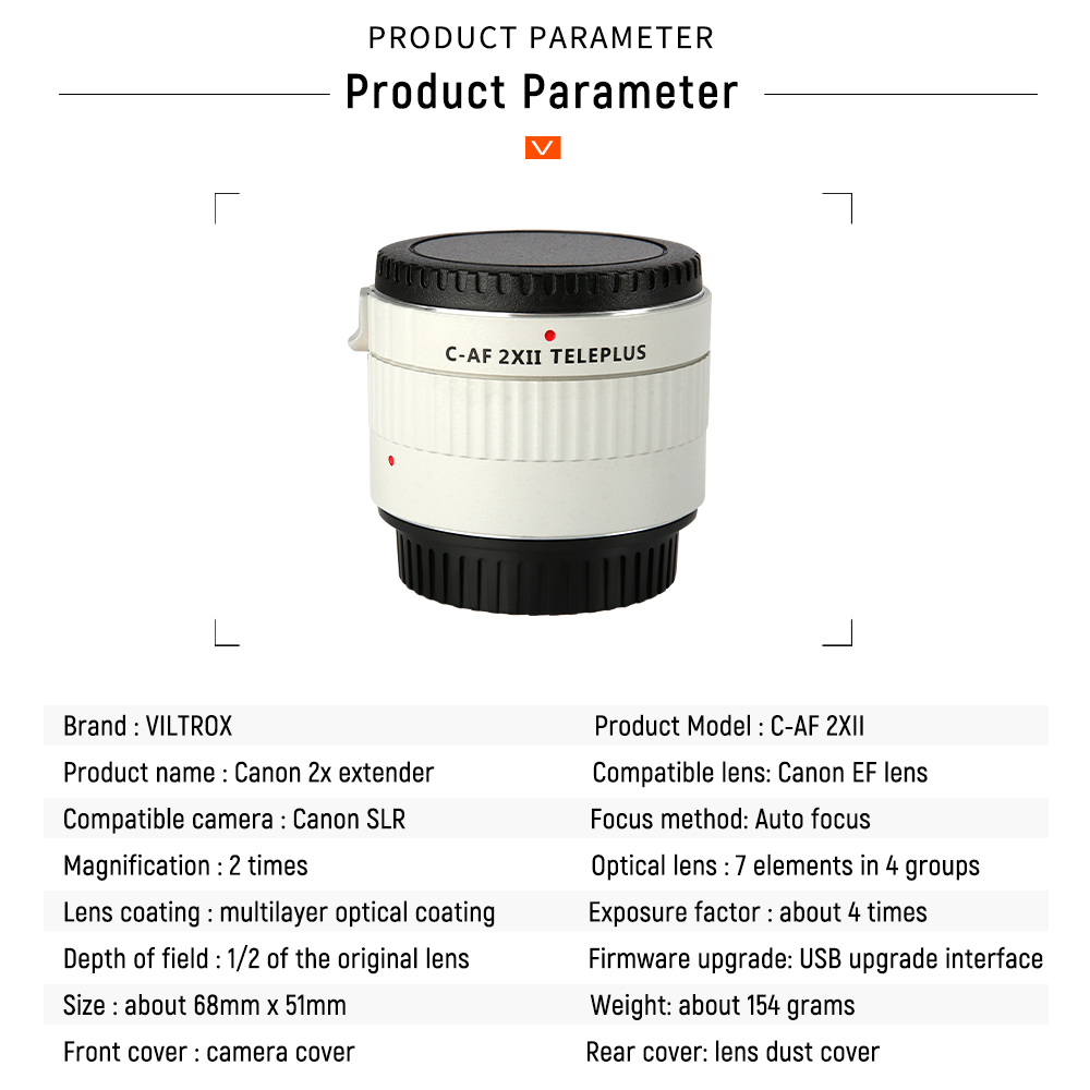 Viltrox C-AF 2XII Teleconverter Extender Auto Focus Mount Lens 2.0X Extender Telephoto Converter ...