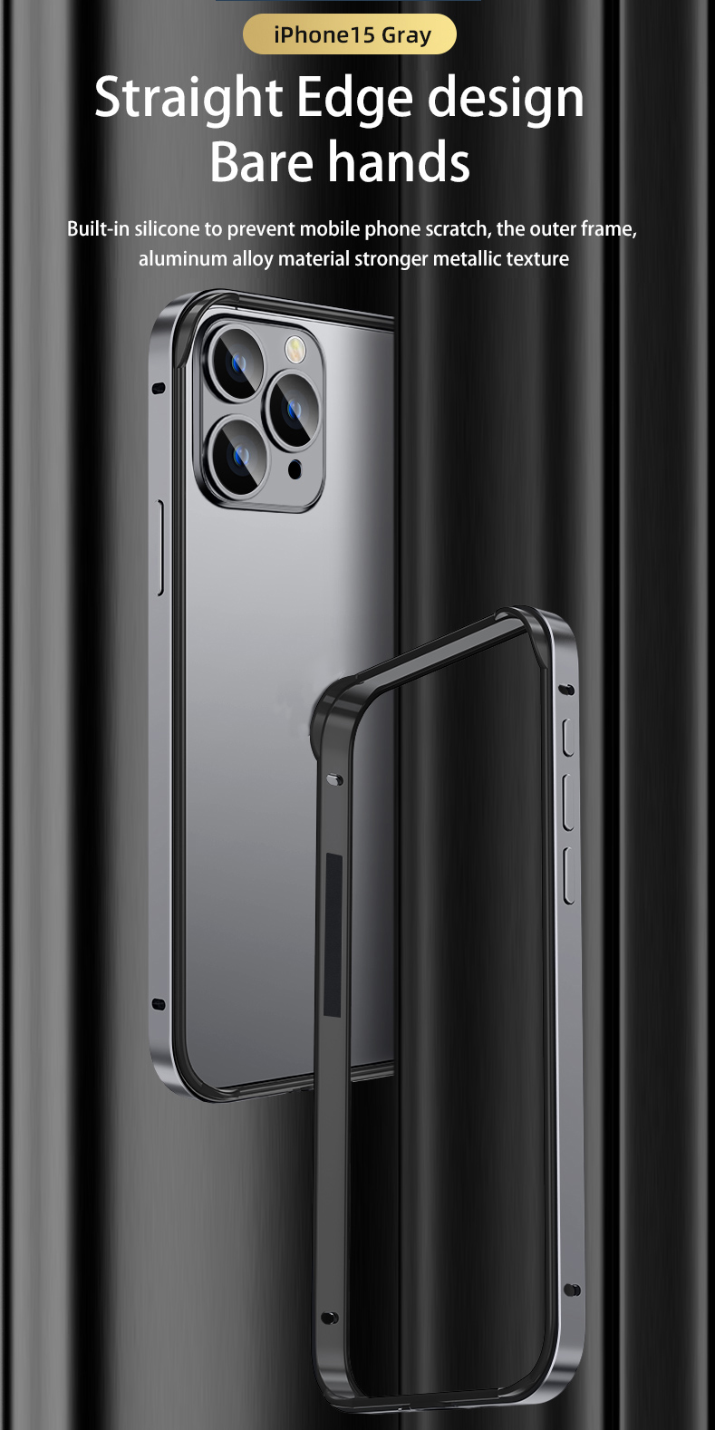 Luxury Light Aluminum Metal Frame For iPhone 15 14 12 13 16 Pro max 14 ...