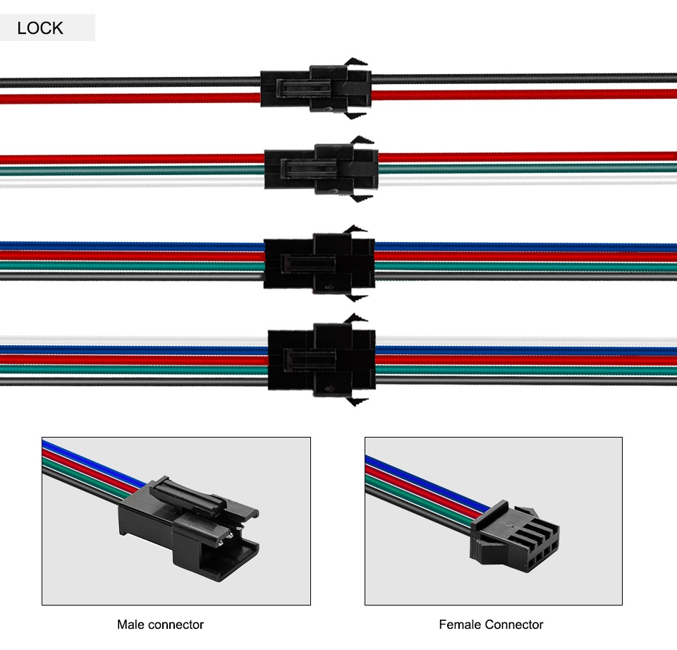 10 pairs 2pin 3pin 4pin 5pin SM JST connector male and female for 5050/3528 WS2812B WS2811 ...