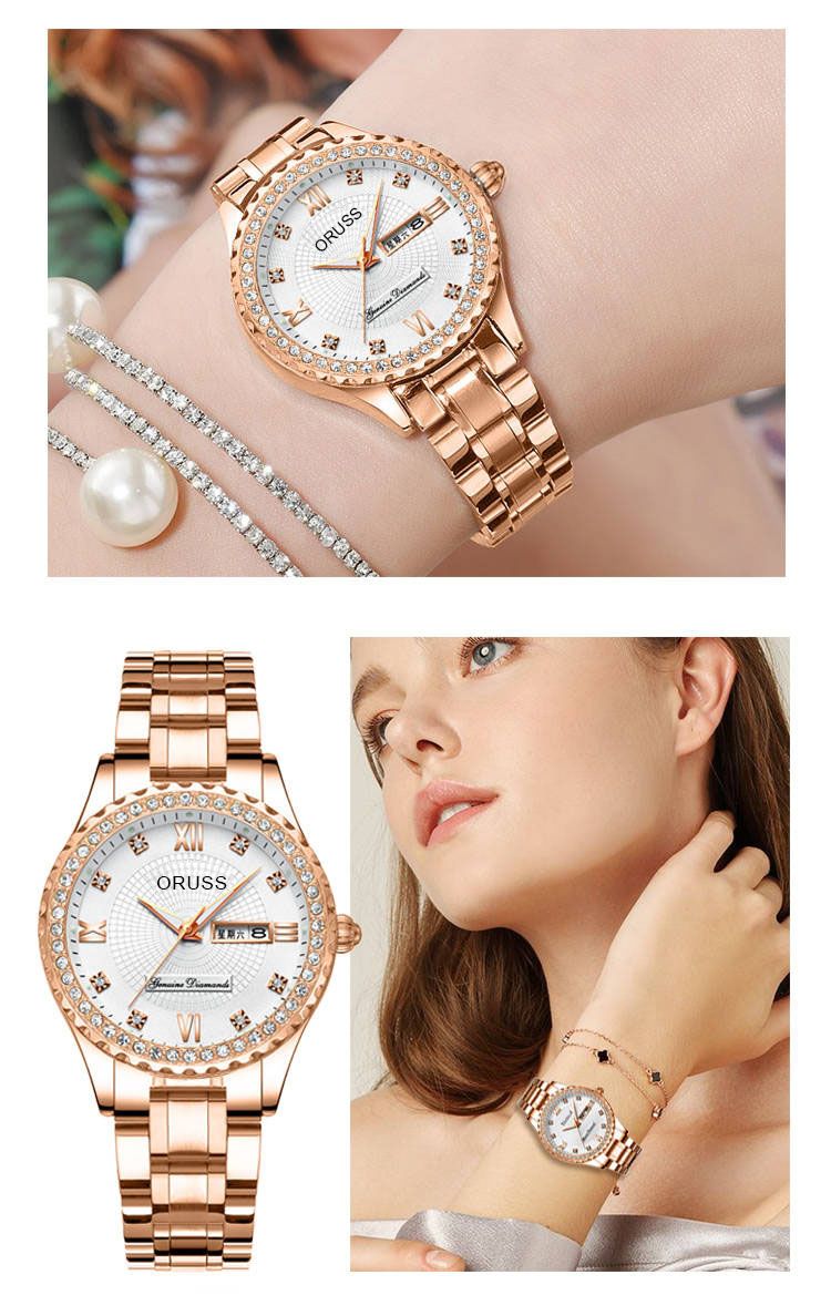 Swiss Genuine Watch Female Luminous Dual Calendar Waterproof High-End ...