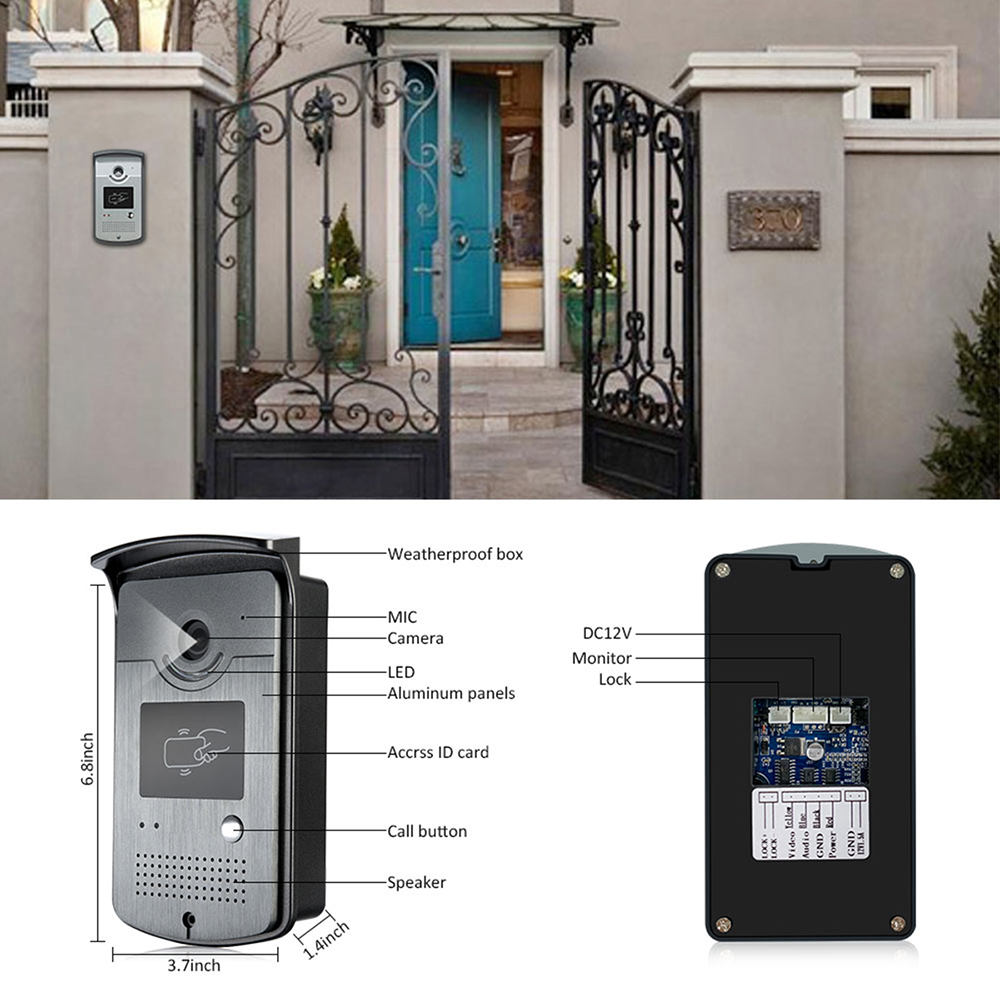 Villa Apartment Building Wifi CAT5 Visible Doorphone 4 wire Touch ...