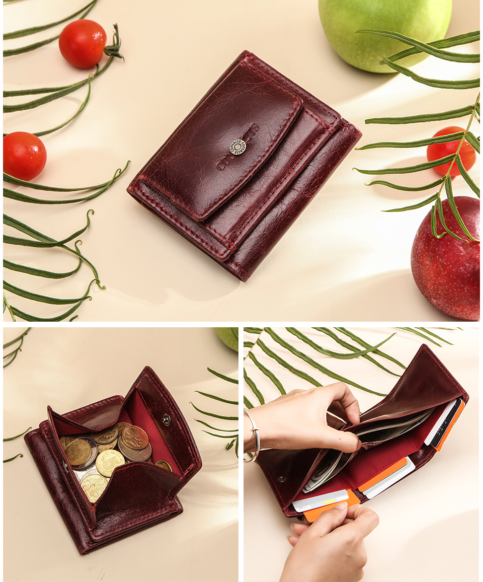 CONTACT'S Mini Women Wallet Purses Brand Small Coin Wallets Red Rfid ...