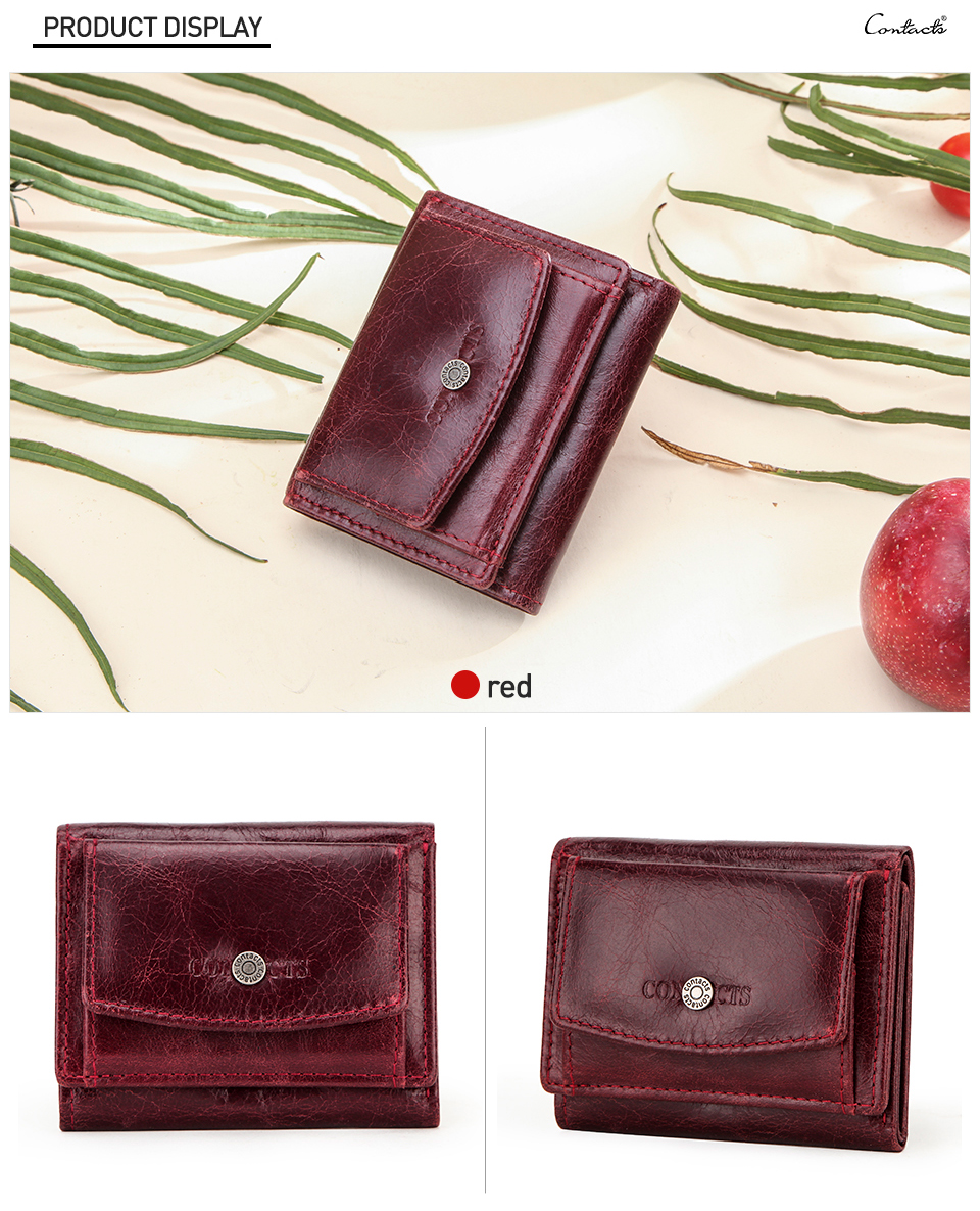 CONTACT'S Mini Women Wallet Purses Brand Small Coin Wallets Red Rfid ...