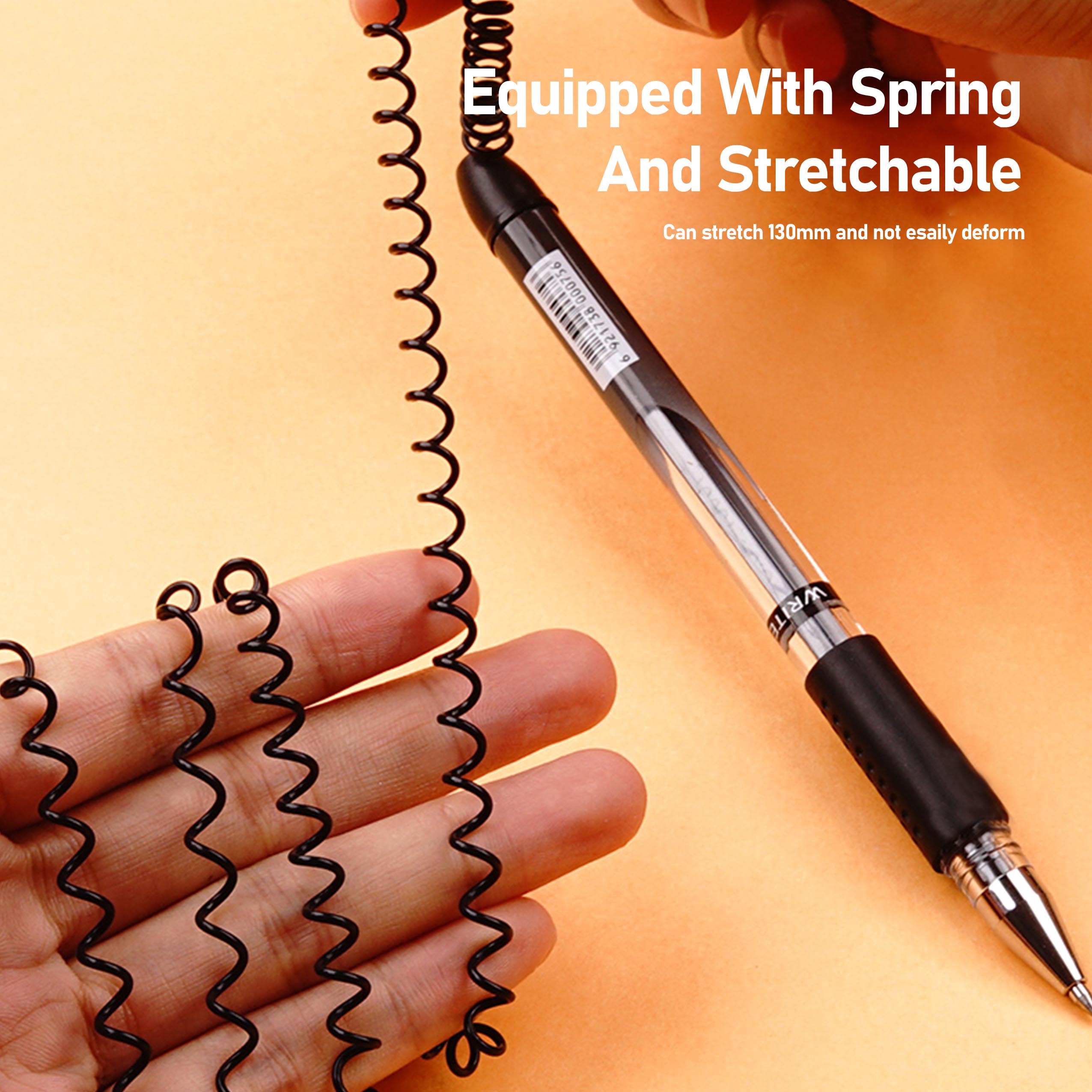 Table Top Pen Black Counter Pen with String Wire Stand Office Bank ...