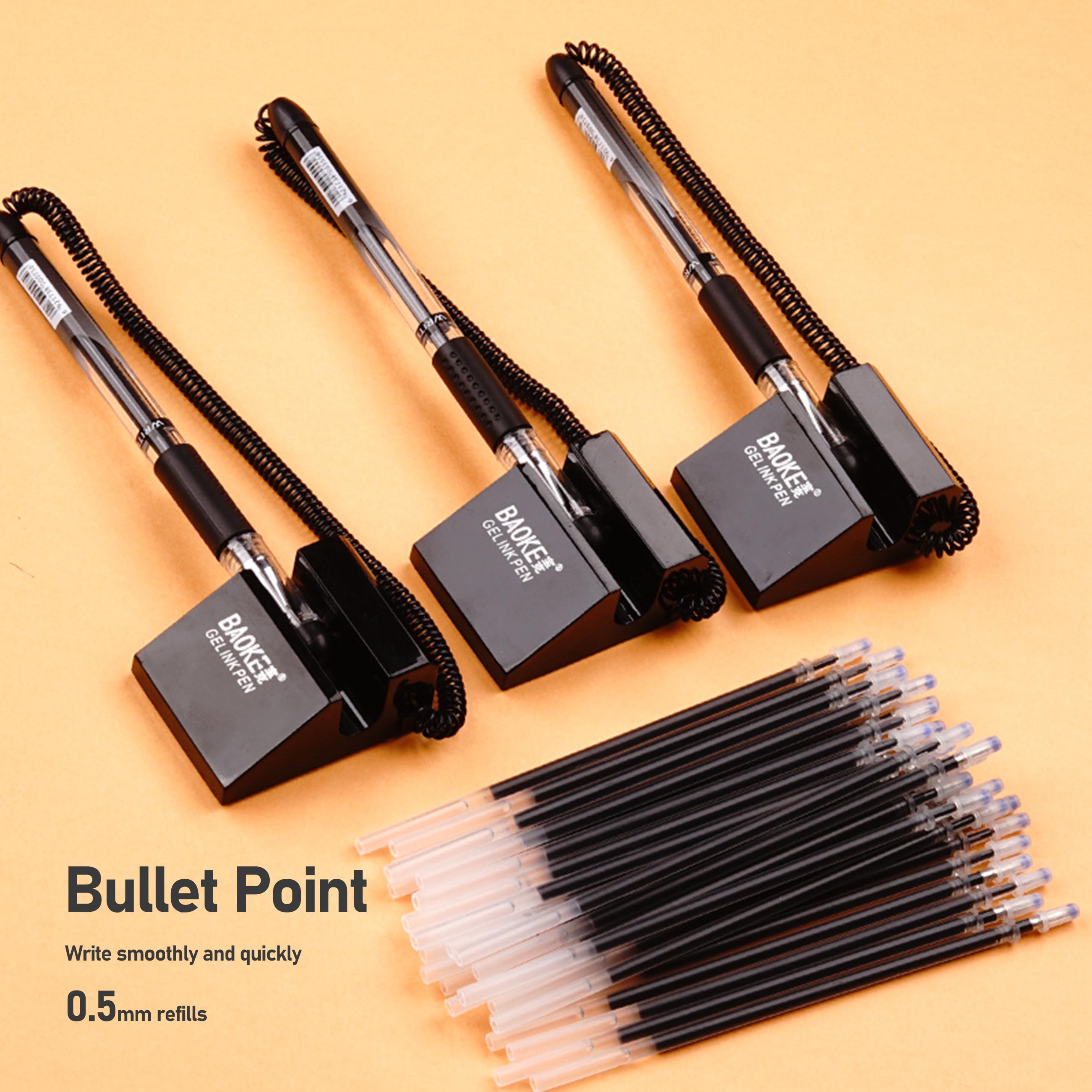 Table Top Pen Black Counter Pen with String Wire Stand Office Bank ...