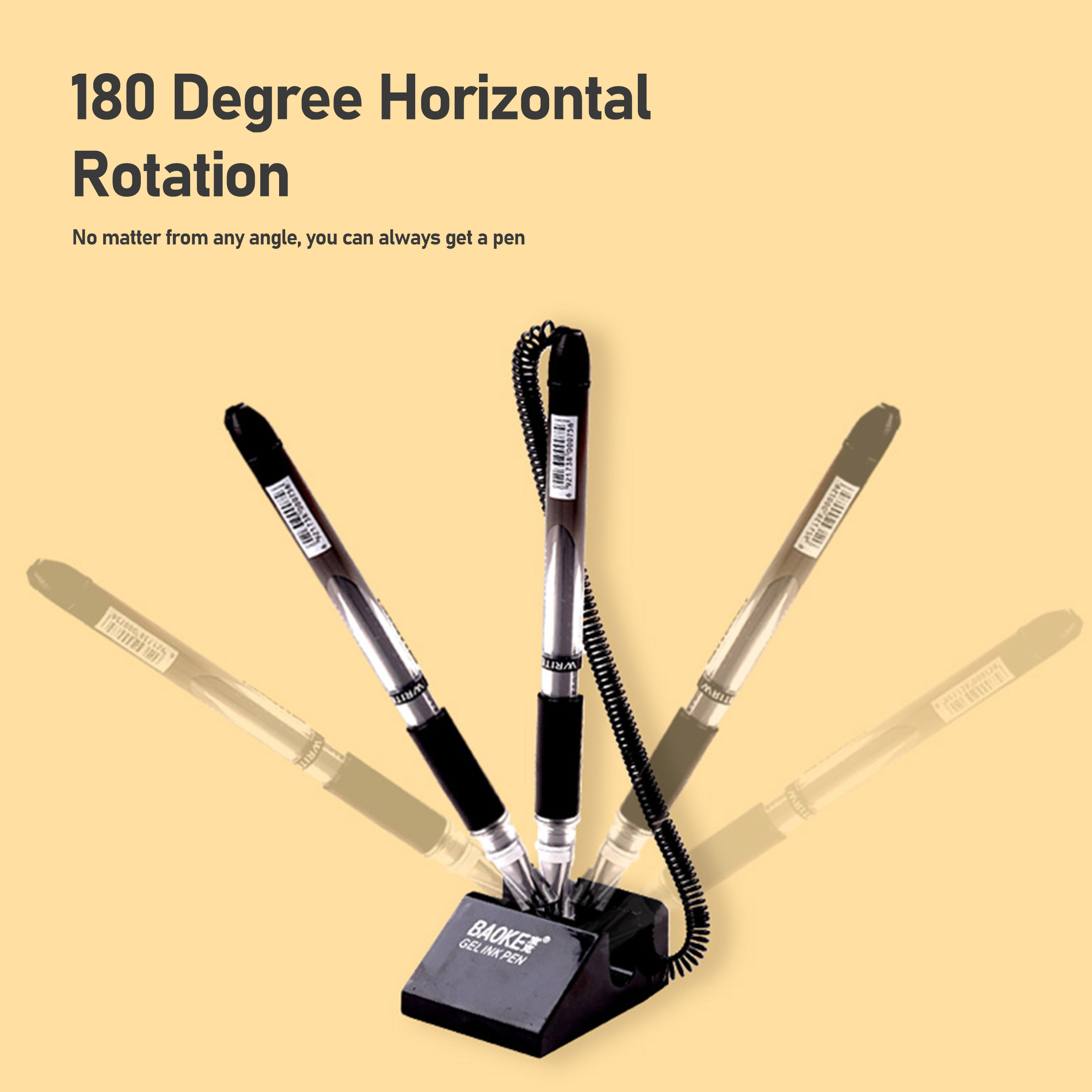 Table Top Pen Black Counter Pen with String Wire Stand Office Bank ...